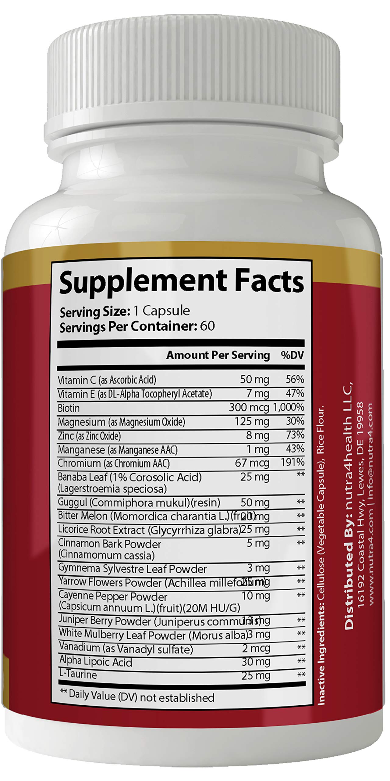 Reversirol Supplement - 20 Herbs & Multivitamin Pills with Alpha Lipoic Acid & Cinnamon, 60 Capsules