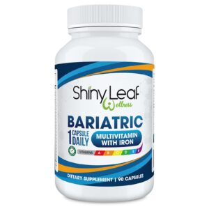 shiny leaf daily bariatric multivitamin with 45 mg of iron 90 ct capsule for post weight loss surgery (wls), sleeve, and mini gastric bypass patients (3 months supply)…