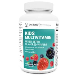 dr. berg kids chewable multivitamins (not sweetened w/sugar) - daily multivitamin for kids that includes 20 vital nutrients & a trace mineral complex - mixed berry chewable vitamins for kids