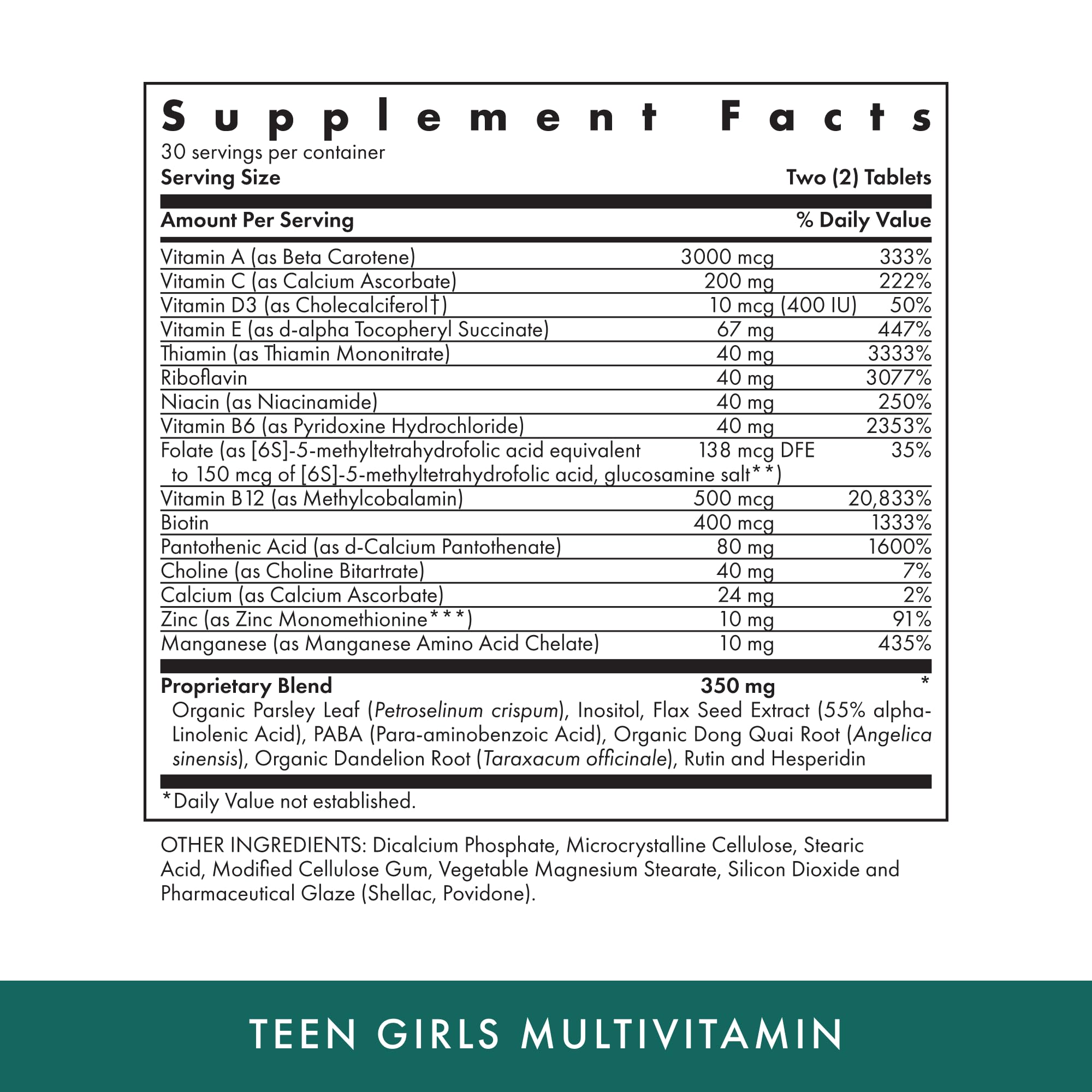 MICHAEL'S Health Naturopathic Programs Teen Girls Multivitamin - 60 Vegetarian Tablets - with B Complex Vitamins & Female Herbal Blend - Kosher - 30 Servings