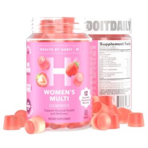 health by habit womens multivitamin gummies (60 gummies) - non-gmo, gluten free, allergen free vitamins a-e plus essential biotin, folate and zinc, and more