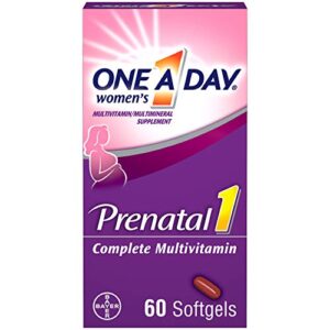 one a day women's prenatal 1 multivitamin including vitamin a, vitamin c, vitamin d, b6, b12, iron, omega-3 dha & more, tablet,softgels, 60 count - supplement for before, during, & post pregnancy