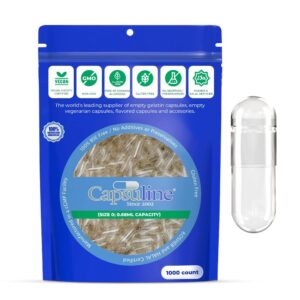 capsuline size 0 - acid resistant enteric clear empty vegan capsules - 100 count - empty veggie pill capsules - diy vegetable capsule filling - empty caps - non-gmo certified