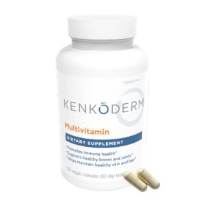 kenkoderm multivitamin for psoriasis, skin care & immune support supplement, 120 capsules with omega 3, vitamin d, glucosamine chondroitin, collagen, vitamin a, folic acid & msm, 60 day supply