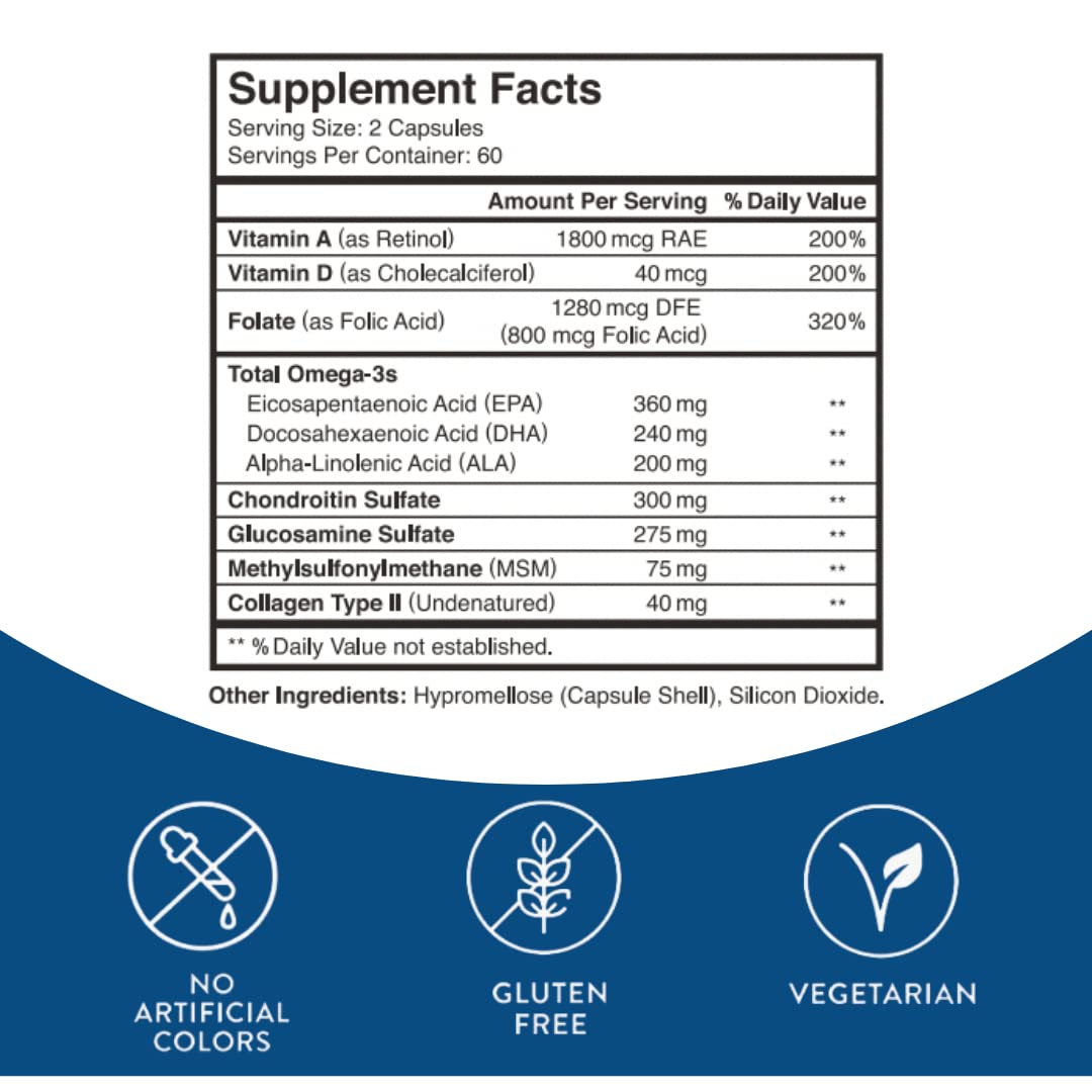 Kenkoderm Multivitamin for Psoriasis, Skin Care & Immune Support Supplement, 120 Capsules with Omega 3, Vitamin D, Glucosamine Chondroitin, Collagen, Vitamin A, Folic Acid & MSM, 60 Day Supply