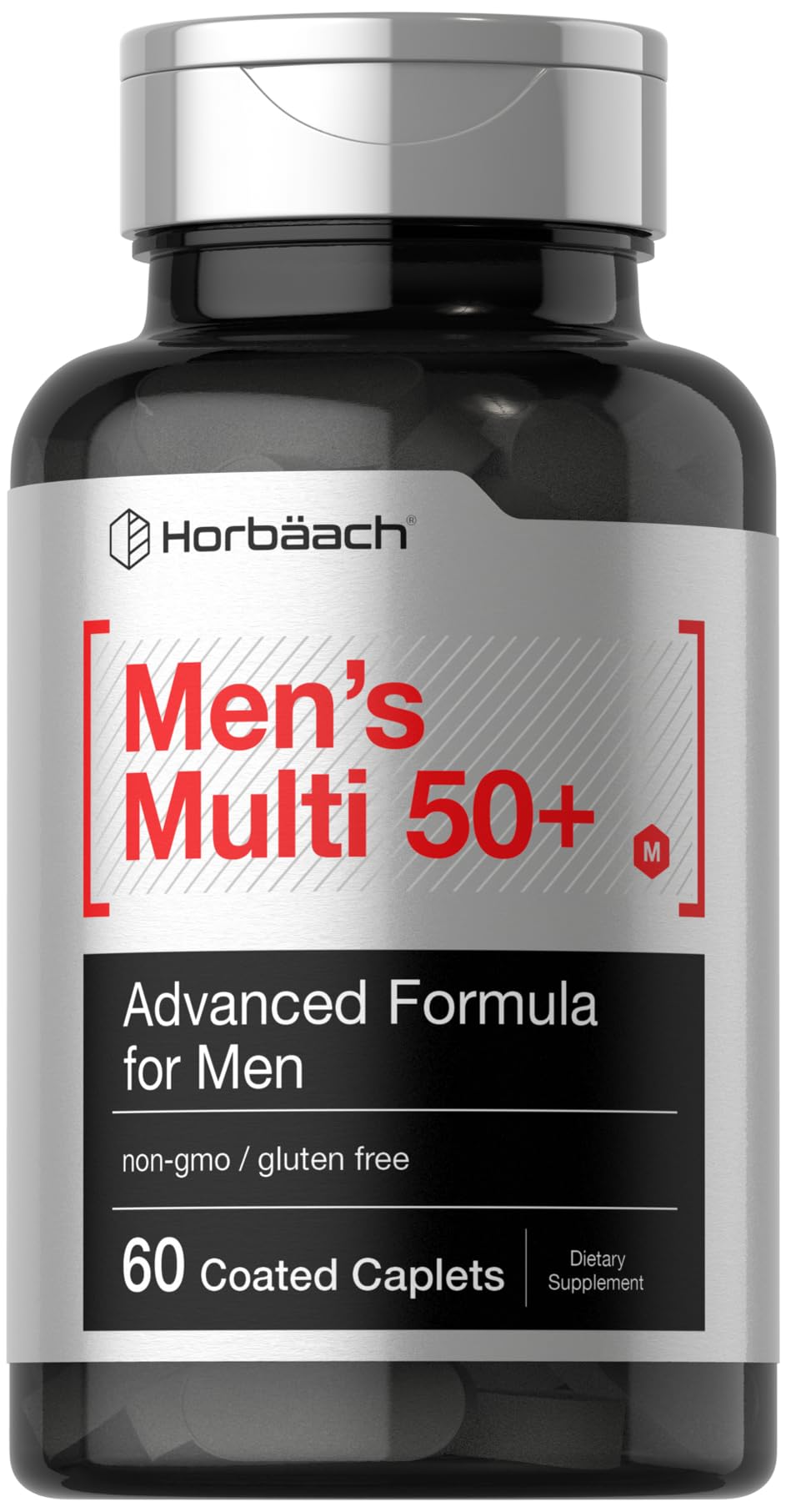 Horbäach Men's Multivitamin 50 Plus | 60 Caplets | Non-GMO & Gluten Free Supplement