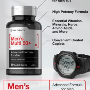 Horbäach Men's Multivitamin 50 Plus | 60 Caplets | Non-GMO & Gluten Free Supplement