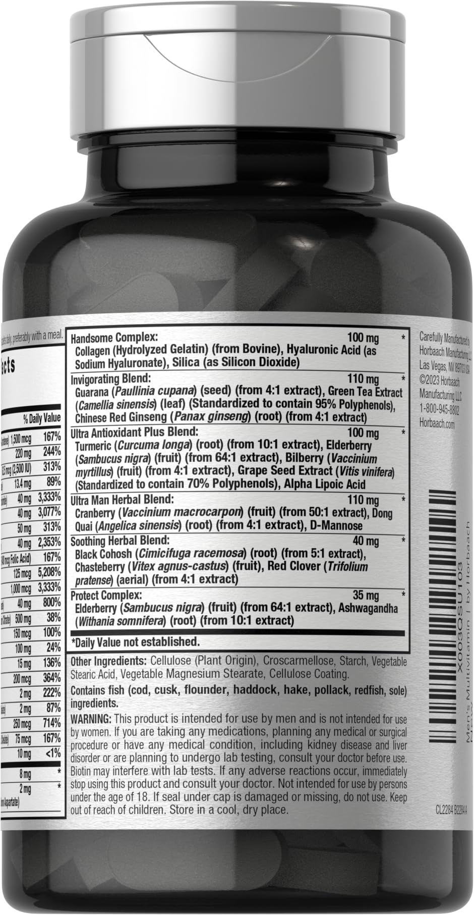 Horbäach Men's Multivitamin 50 Plus | 60 Caplets | Non-GMO & Gluten Free Supplement