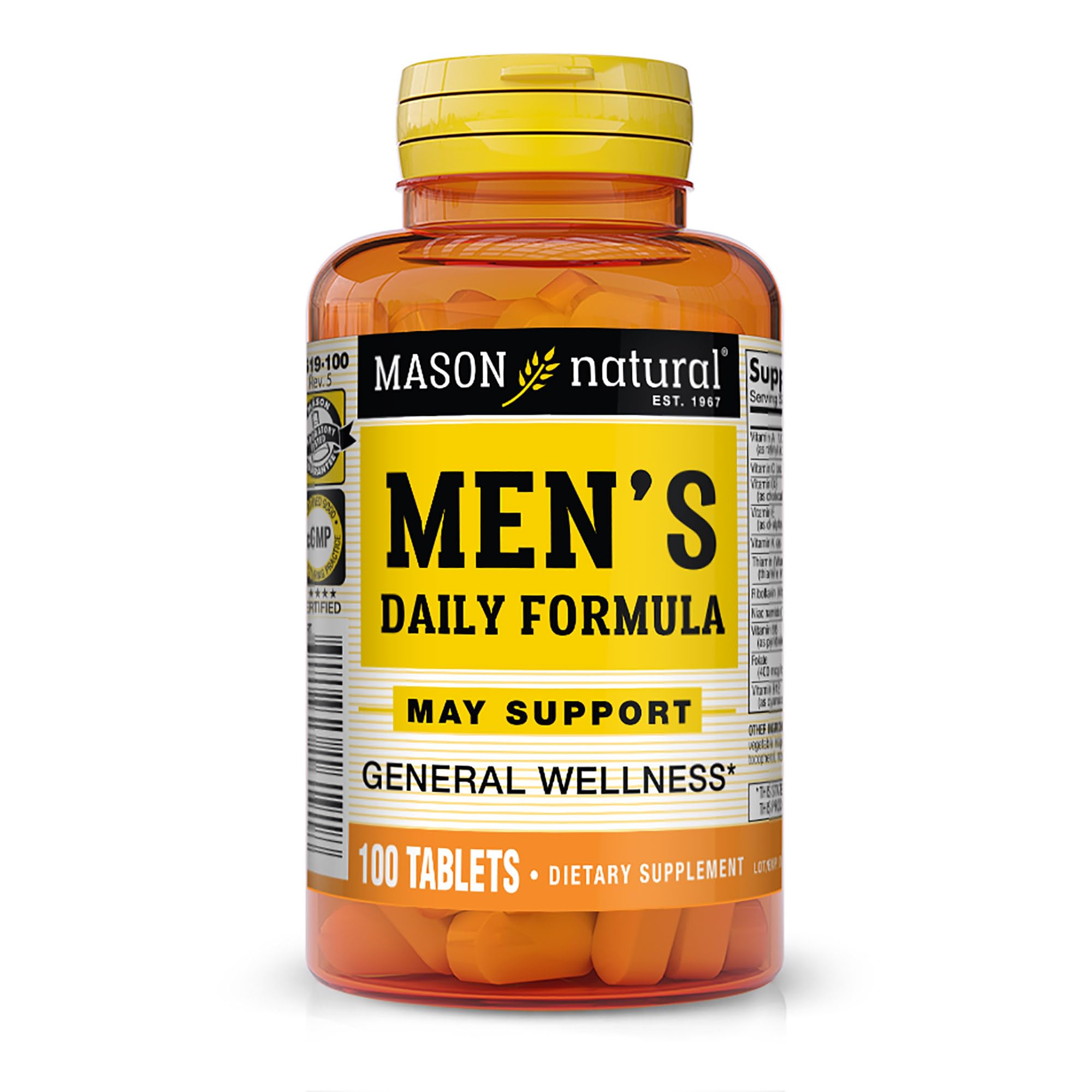 MASON NATURAL, Mens Daily Formula Equivalent to One a Day Mens Brand Tablets - 100 ea