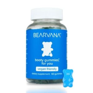 bearvana bum support gummies for women | workout enhancement | berry flavored | multivitamins | natural botanical blend | tone curves | boost confidence | women’s fitness supplement (60 count)