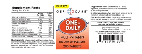 GeriCare One-Daily Multi-Vitamin Tablets Dietary Suplement 200 Count (Pack of 1)