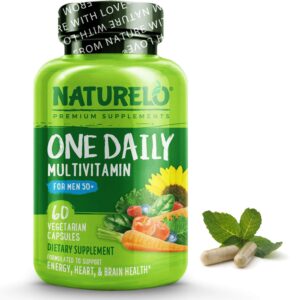 naturelo mens multivitamins for men 50+ - one daily multivitamin for men with vitamins, minerals & organic whole foods non-gmo, 60 vegetarian capsules