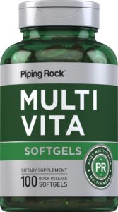 piping rock multivitamin for men and women | 100 softgels | daily vitamins and minerals | with vitamin d3 and zinc | non-gmo, gluten free supplement