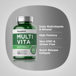 Piping Rock Multivitamin for Men and Women | 100 Softgels | Daily Vitamins and Minerals | with Vitamin D3 and Zinc | Non-GMO, Gluten Free Supplement