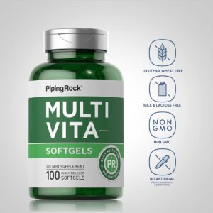 Piping Rock Multivitamin for Men and Women | 100 Softgels | Daily Vitamins and Minerals | with Vitamin D3 and Zinc | Non-GMO, Gluten Free Supplement