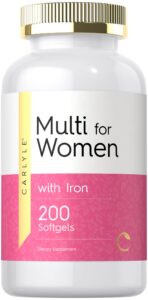 carlyle multivitamin for women with iron | 200 softgel capsules | nutritional support supplement | non-gmo, gluten free