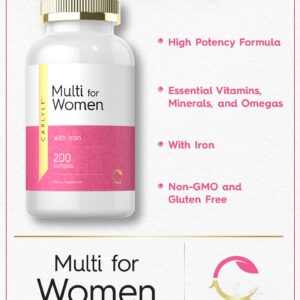 Carlyle Multivitamin for Women with Iron | 200 Softgel Capsules | Nutritional Support Supplement | Non-GMO, Gluten Free