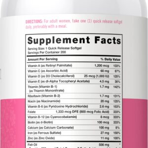 Carlyle Multivitamin for Women with Iron | 200 Softgel Capsules | Nutritional Support Supplement | Non-GMO, Gluten Free