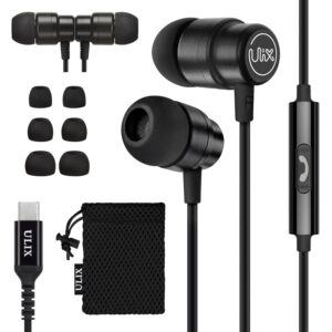 ulix rider usb c headphones, 5 years warranty, magnetic usb-c earbuds for iphone 15 pro max plus samsung galaxy s23 ultra s22 s21 fe s20 z flip 3 fold 4 a53 a54, usb type c earphones for ipad pro