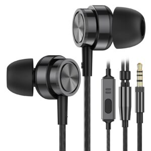 wired earbuds with microphone, in ear headphones with heavy bass &noise isolation, high sound quality in-ear earphones compatible with samsung, tablet, laptop,mp3, android phones and all 3.5mm jack