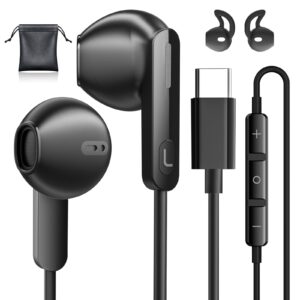 usb c headphones for iphone 15/15 pro/ 15 pro max galaxy s24 ultra plus type c wired earbuds with microphone noise isolation stereo semi in ear usb c earphones wired for samsung s22 ultra s23 android