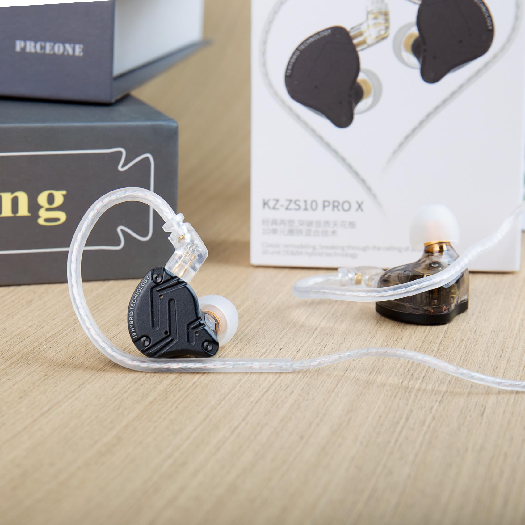 KZ ZS10 Pro X Gaming Earbuds, KZ in Ear Monitor,Upgraded 4BA 1DD KZ in Ear Monitor Headphone Multi Driver in Ear IEM Earphone with Silver-Plated Recessed 2Pin Cable for Audiophile (Dark, with Mic)