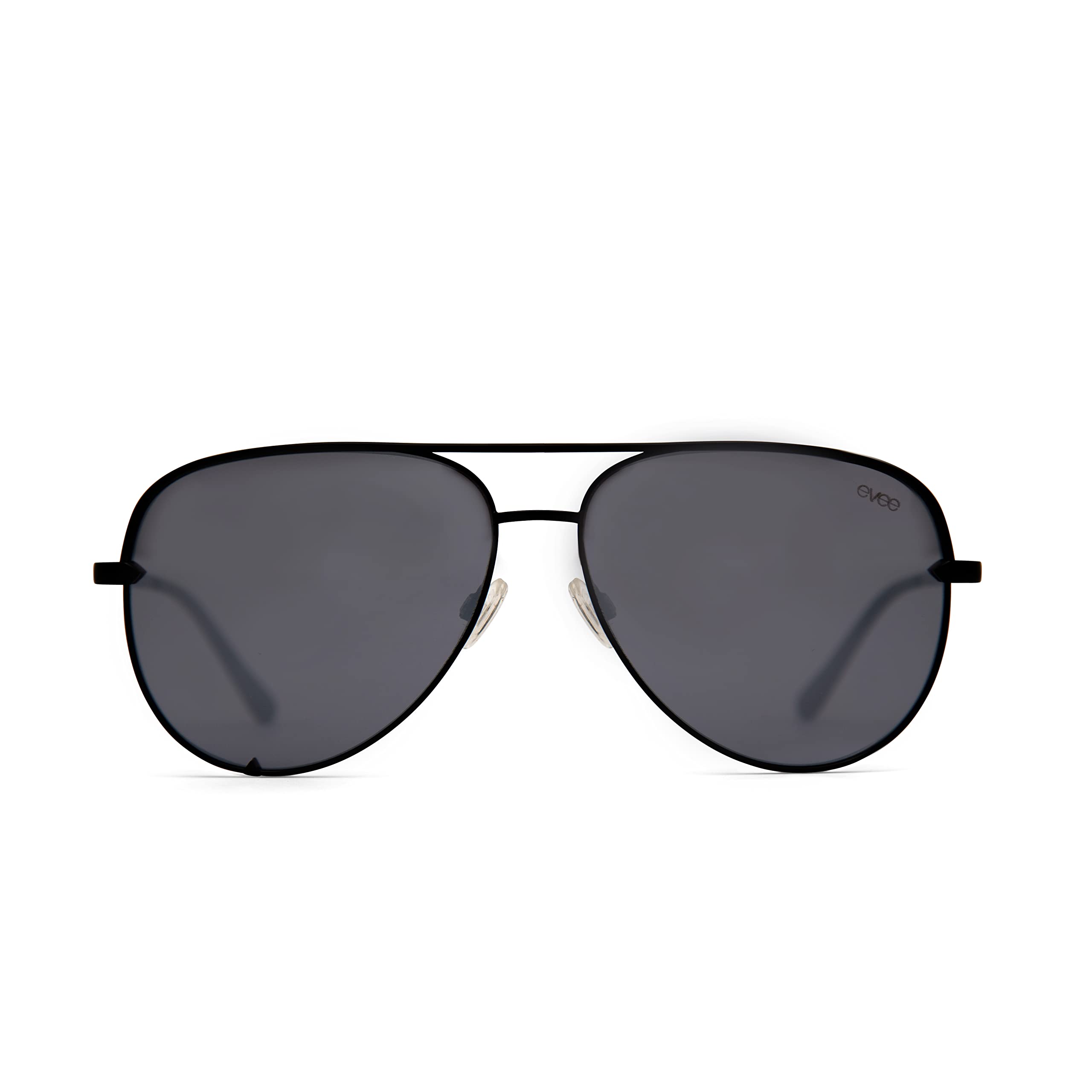 EVEE Fashionable Metal Aviator Sunglasses for Men with Flat Mirror Lenses LIMITED EDITION CASE + MICROFIBER CLEANING CLOTH (E-GMPCBKWM) (Black, 64)