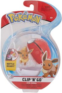 pokemon official eevee clip and go, comes with eevee action figure and poké ball