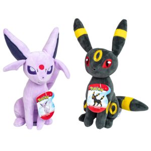 pokemon 8" espeon & umbreon plush 2-pack - officially licensed - eevee evolution stuffed animal toy - great gift for kids, boys, girls & pokemon fans