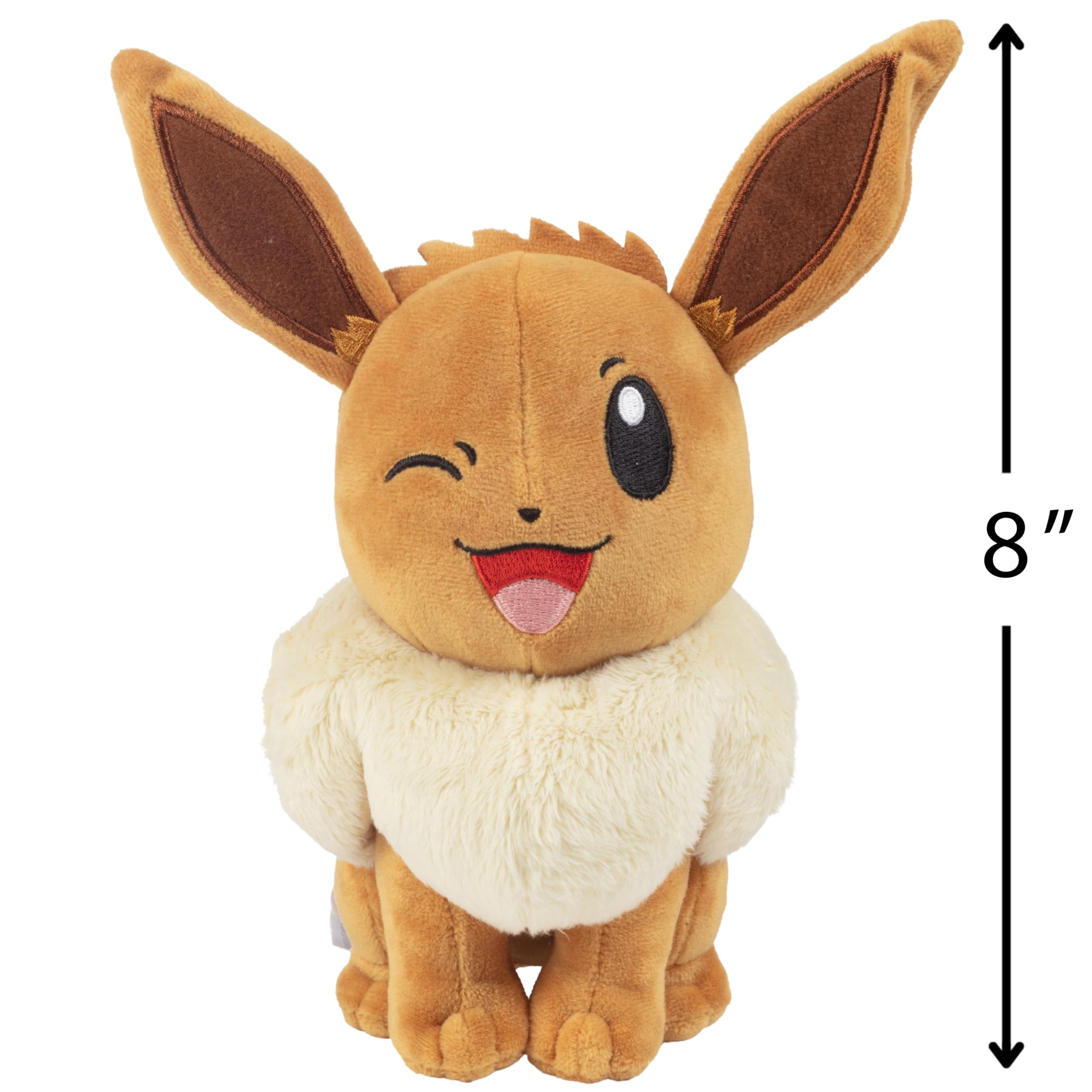 Pokemon 8" Eevee & Pikachu Plush, 2-Pack - Let's Go Starters - Officially Licensed - Quality Soft Collectible Stuffed Animal Toy - Great Gift for Kids, Boys, Girls