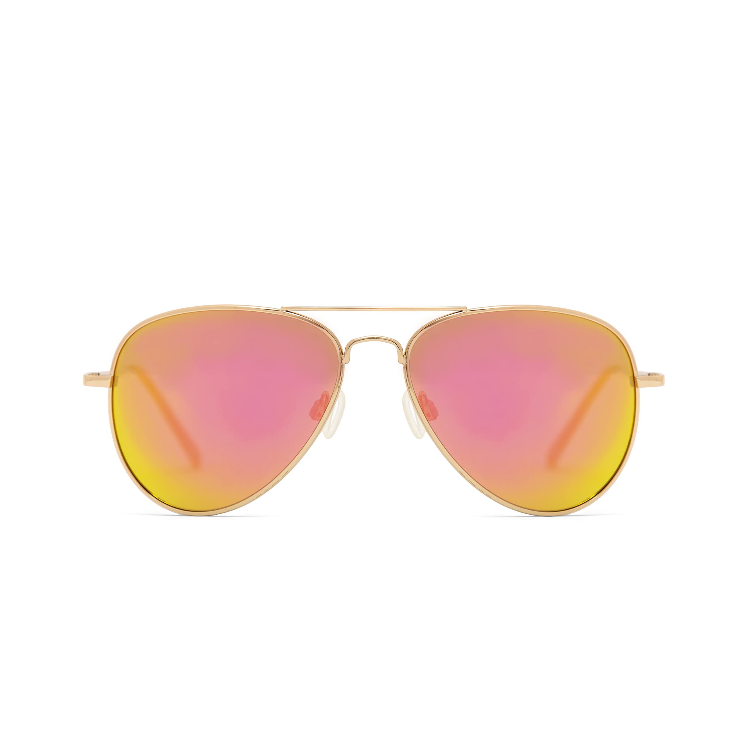 EVEE Polarized Aviator Sunglasses Classic Military Sunglasses (Scout) (Gold/Pink Lens, 59)