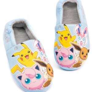 Pokemon Slippers Girls Kids Pikachu Sylveon Evee Blue Shoes Loafers 1.5 US