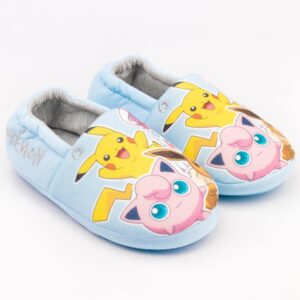 Pokemon Slippers Girls Kids Pikachu Sylveon Evee Blue Shoes Loafers 1.5 US