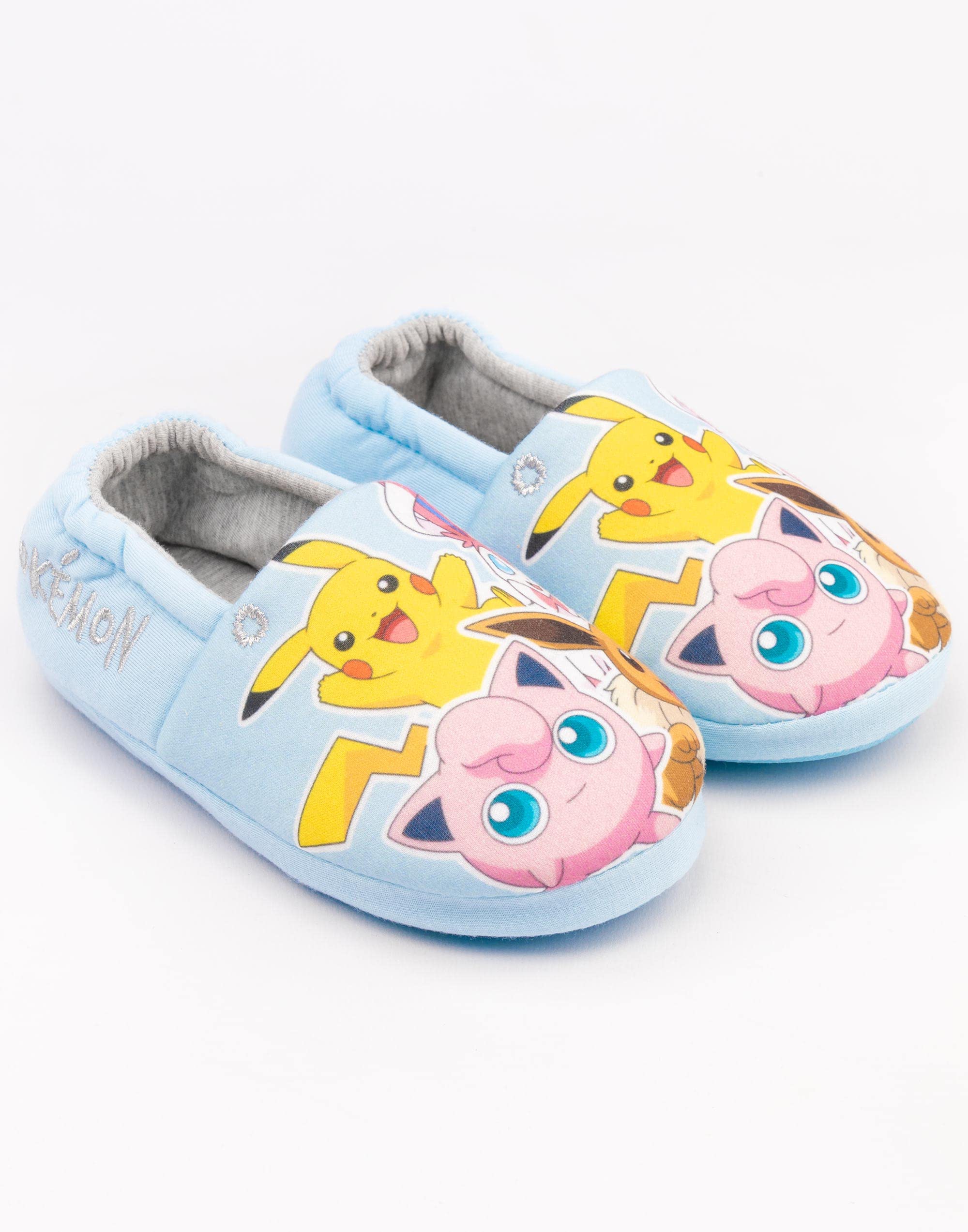 Pokemon Slippers Girls Kids Pikachu Sylveon Evee Blue Shoes Loafers 1.5 US