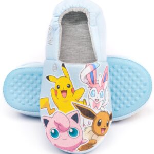 Pokemon Slippers Girls Kids Pikachu Sylveon Evee Blue Shoes Loafers 1.5 US