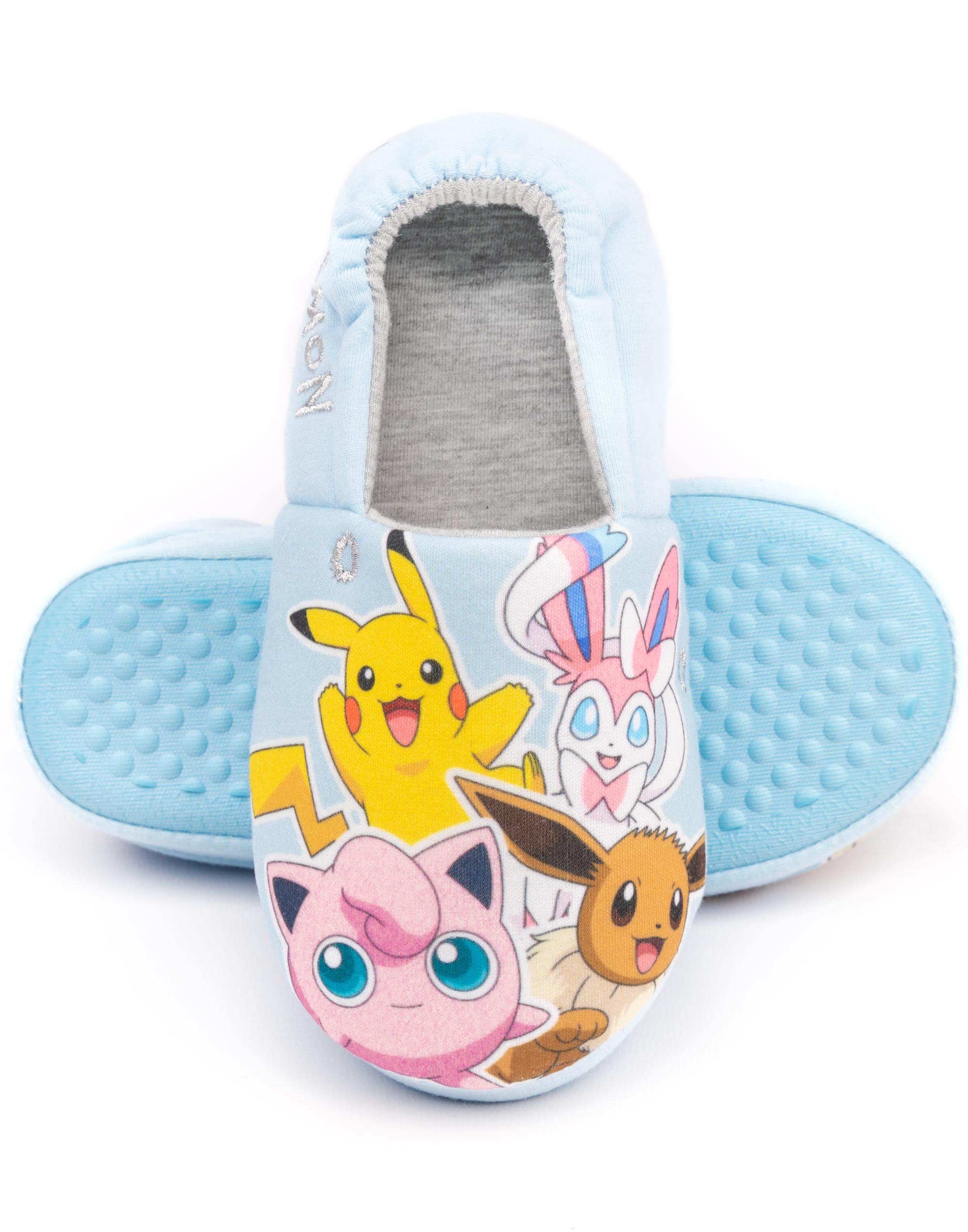 Pokemon Slippers Girls Kids Pikachu Sylveon Evee Blue Shoes Loafers 1.5 US