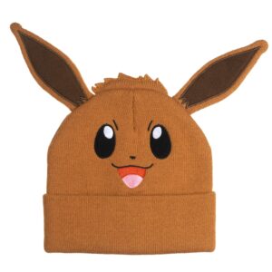 bioworld pokemon eevee embroidered beanie cap hat one size licensed new brown