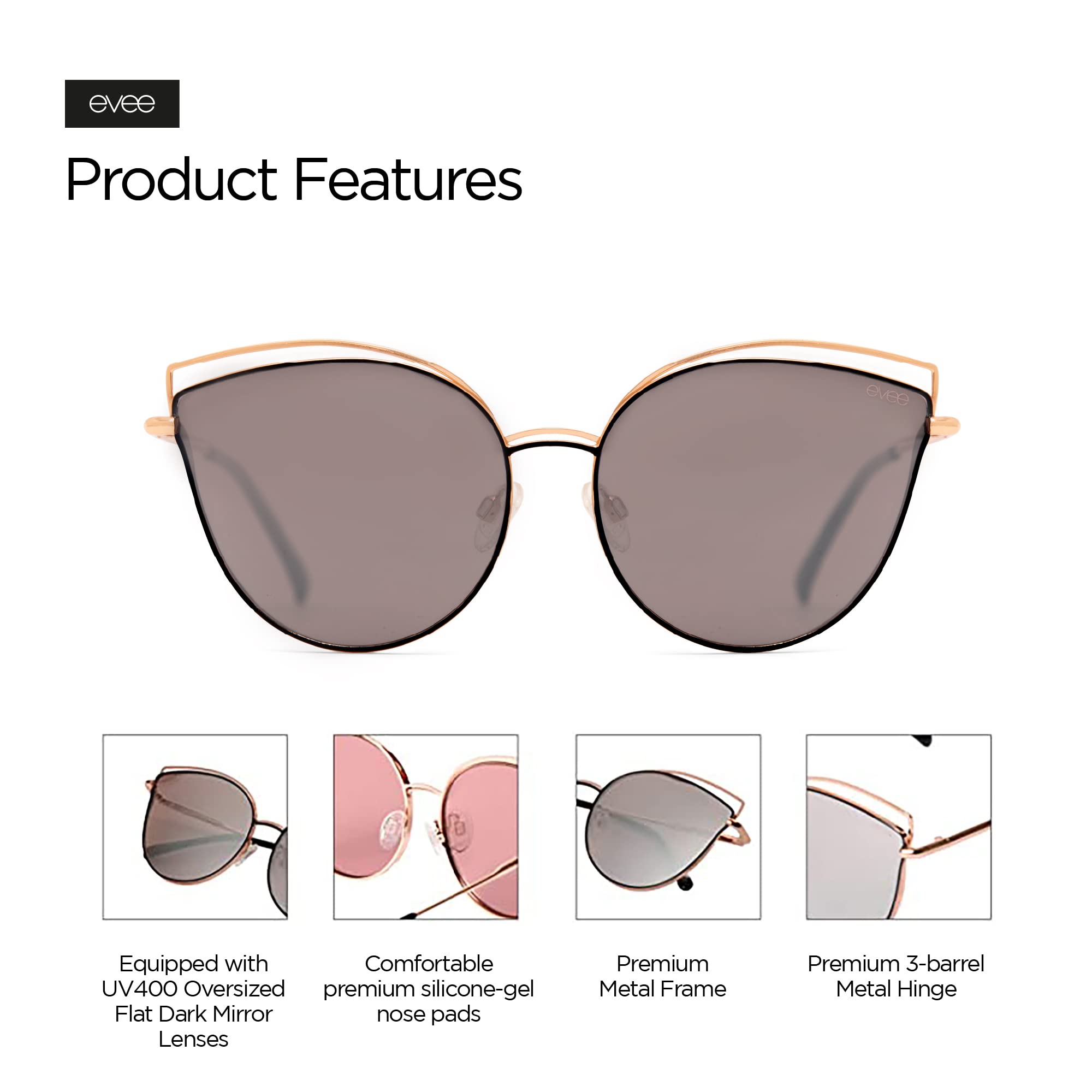 EVEE Oversize Double Wire Cat-Eye Sunglasses (Kitey) (Rose Gold/Pink)