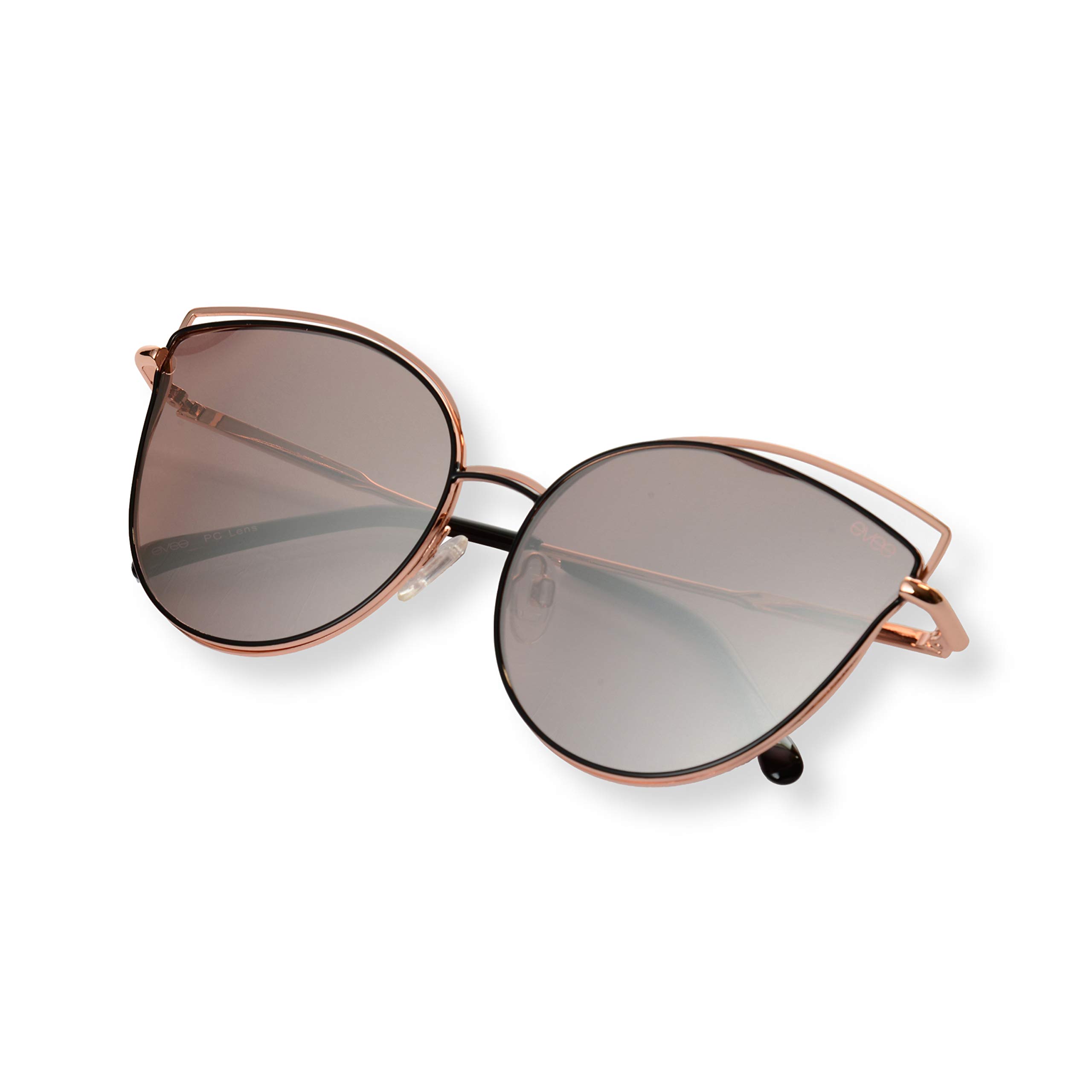 EVEE Oversize Double Wire Cat-Eye Sunglasses (Kitey) (Rose Gold/Pink)