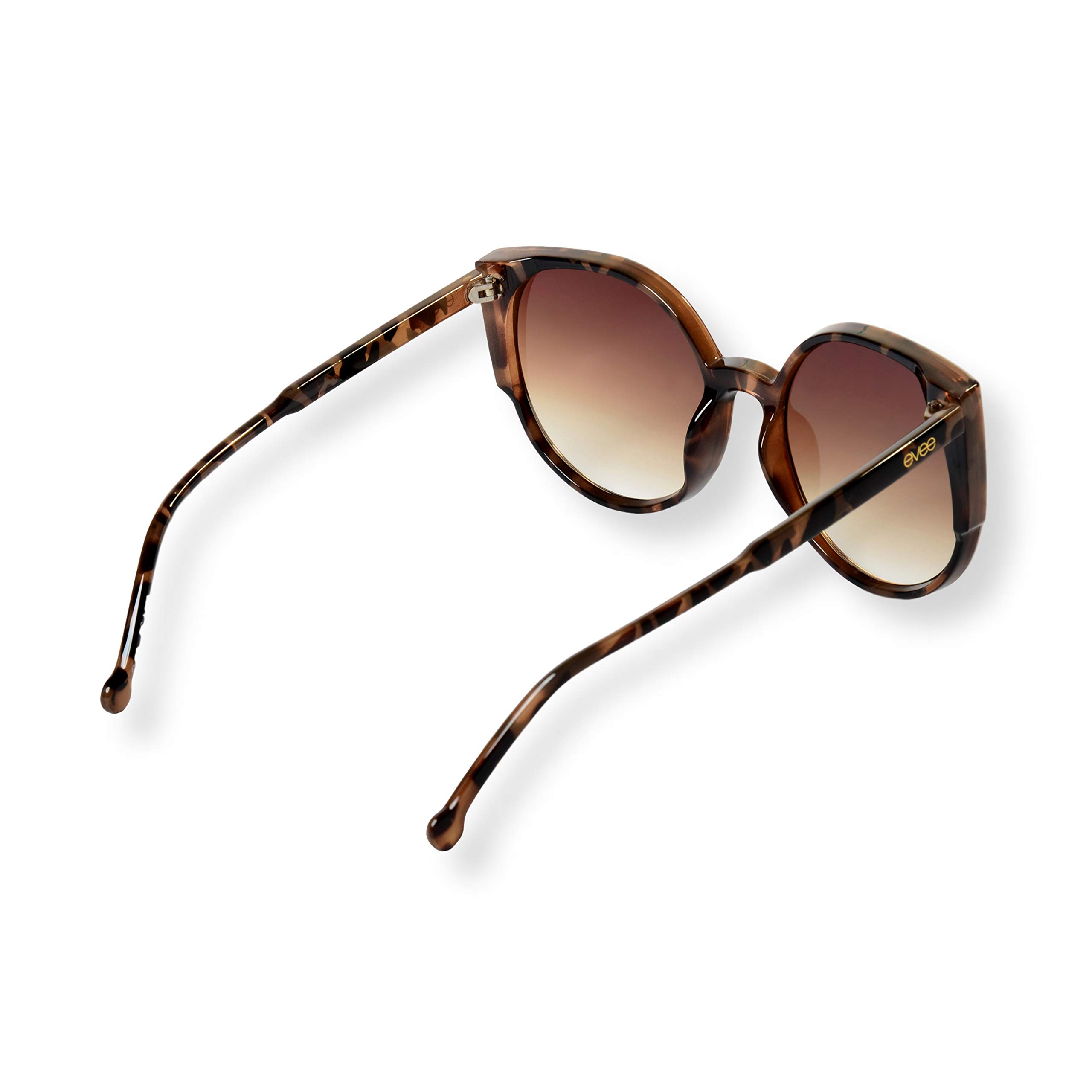 EVEE Oversized Flat Retro Cat-Eye Sunglasses with Metal Rim Accent Front and Reflective Lens (Piper)