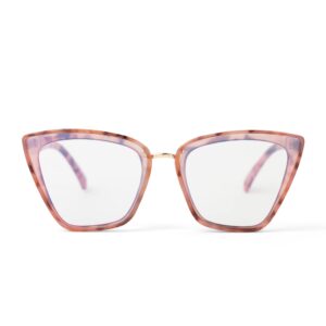 evee fashion cateye computer glasses for women with blue light blocking - (vienna) (pink tortoise)