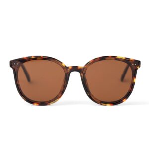 evee classic round retro sunglasses for women and men with polarized lens - (billie) (brown tortoise)