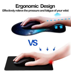 DOOKE Ergonomic Mouse Pad with Wrist Support and Coaster,Mouse Pads with Non-Slip PU Base for Home Office Working Studying Easy Typing & Pain Relief Night Forest