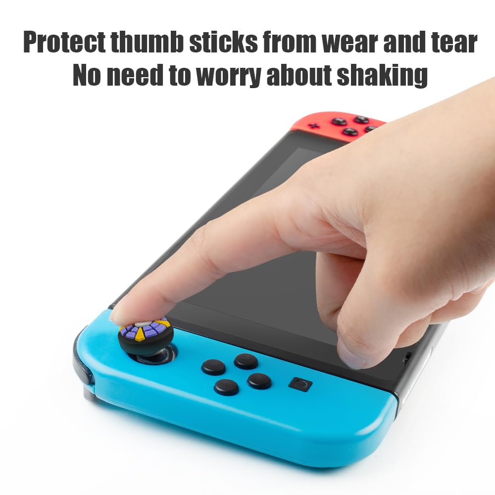 Switch Joycon Thumb Grip Caps, Soft Silicone Joystick Cover Compatible with Nintendo Switch/OLED/Switch Lite, Analog Stick Grips Button Covers for Switch (K-Mix)