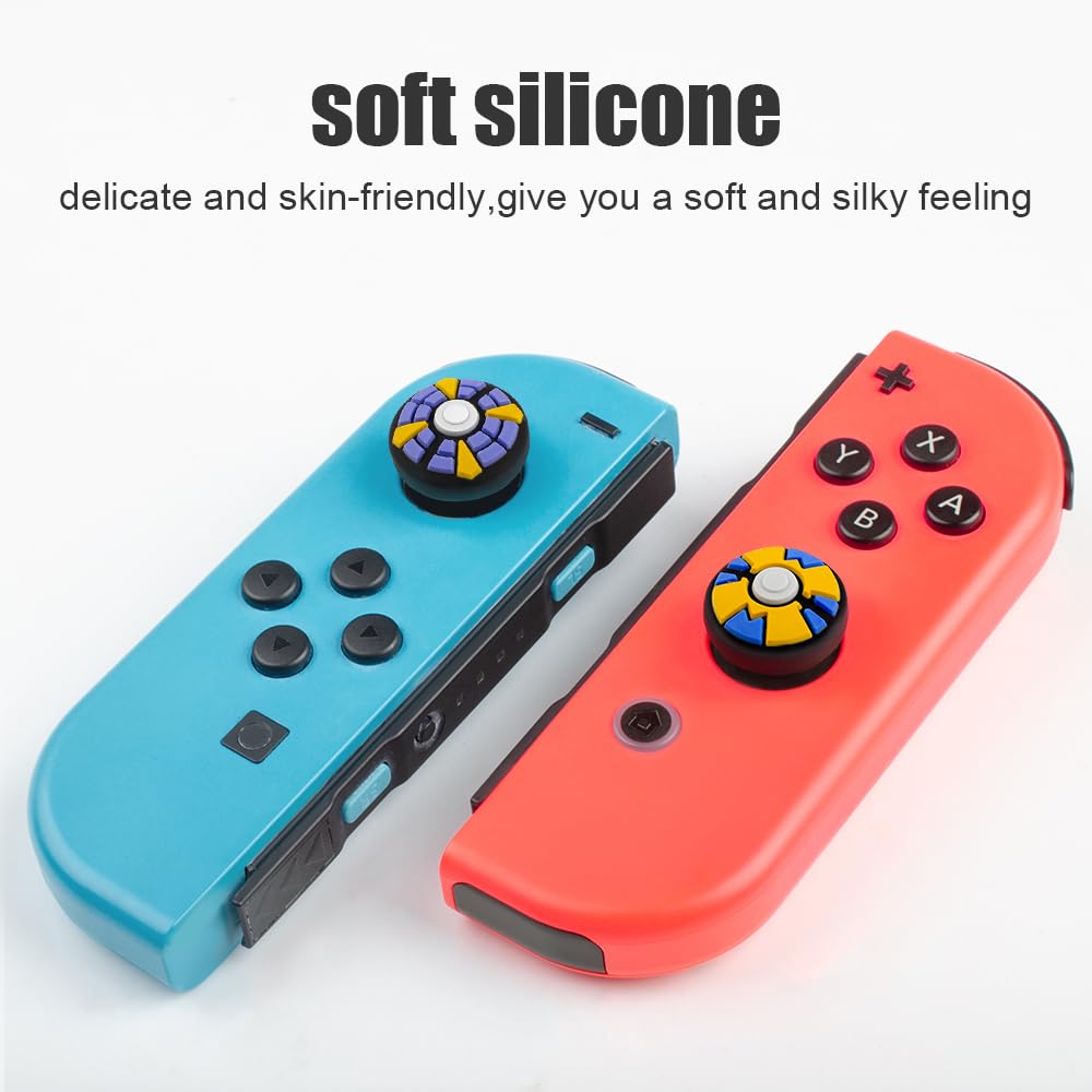 Switch Joycon Thumb Grip Caps, Soft Silicone Joystick Cover Compatible with Nintendo Switch/OLED/Switch Lite, Analog Stick Grips Button Covers for Switch (K-Mix)