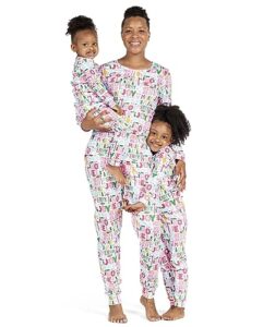 the children's place kids 2 piece family matching, festive christmas pajama sets, cotton, merry joy pink, 12