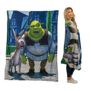 franco collectibles shrek donkey bedding super soft micro raschel throw, 46 in x 60 in, (officially licensed product)