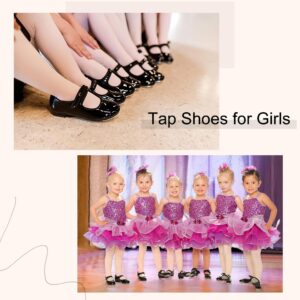 Stelle Tap Shoes for Girls Toddler Boys PU Leather Dance Shoes(Toddler/Little Kid/Big Kid)(Black,2ML)