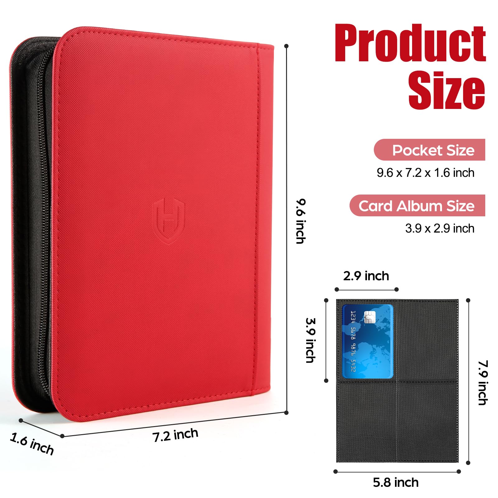 Pemocyny Trading Card Binder with Sleeves, Red, 288 Card Storage Capacity, Durable and Waterproof