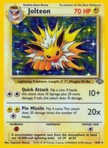 pokemon singles - jolteon - 4/64 - holo rare - unlimited edition - jungle